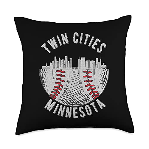 Baseball Twin Cities Minnesota Cool Twin Cities Minnesota MN Baseball Skyline St. Paul-MPLS Throw Pillow, 18x18, Multicolor