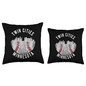 Baseball Twin Cities Minnesota Cool Twin Cities Minnesota MN Baseball Skyline St. Paul-MPLS Throw Pillow, 18x18, Multicolor