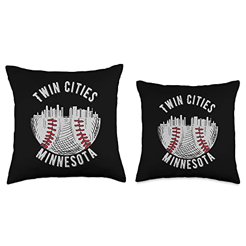 Baseball Twin Cities Minnesota Cool Twin Cities Minnesota MN Baseball Skyline St. Paul-MPLS Throw Pillow, 18x18, Multicolor