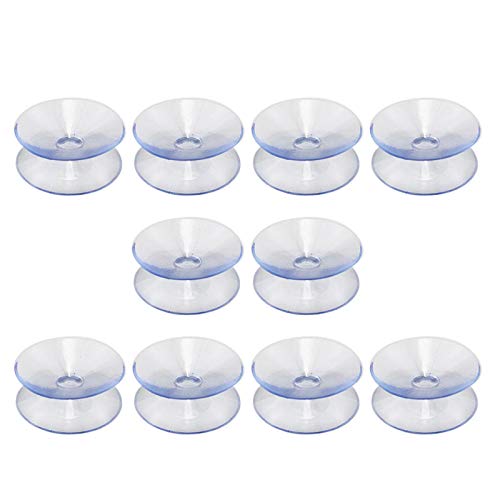 10 Pack Double Sided Suction Cups Compatible with Glass Table Top, Clear Suction Cups Window Hanger Suction Cup Without Hooks Sucker Pads for Home Kitchen Glass Table Top Spacers(Size:35mm)