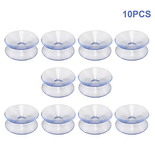 10 Pack Double Sided Suction Cups Compatible with Glass Table Top, Clear Suction Cups Window Hanger Suction Cup Without Hooks Sucker Pads for Home Kitchen Glass Table Top Spacers(Size:35mm)