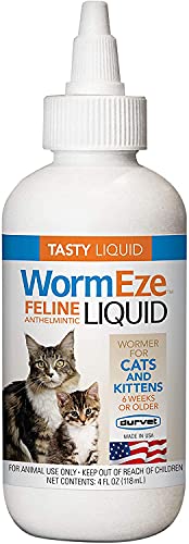 Durvet Wormeze Feline Liquid Wormer for Cats & Kittens 4oz.… (New - 4 Fl Oz (Pack of 1))