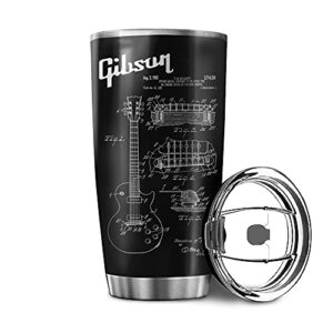 guitar g i b s o n les paul patent white tumbler 20oz & 30oz stainless steel travel mug