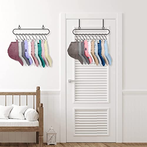 Mukkum Hat Rack for Wall Baseball Cap Organizer Hanger with 20 Hooks Modern Metal Hat Holder Wall-Mounted Caps Display for Closet Door Bedroom Entryway Laundry, Set of 2, Black