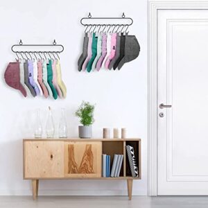 Mukkum Hat Rack for Wall Baseball Cap Organizer Hanger with 20 Hooks Modern Metal Hat Holder Wall-Mounted Caps Display for Closet Door Bedroom Entryway Laundry, Set of 2, Black