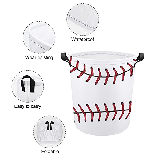 Softball Baseball Red Lace Funny Print Laundry Basket Clothes Hamper for Toy Storage