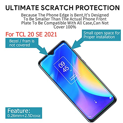 Ytaland for TCL 20 SE Case, with 2 x Tempered Glass Screen Protector. Crystal Clear Silicone Shockproof TPU Bumper Protective Phone Case Cover