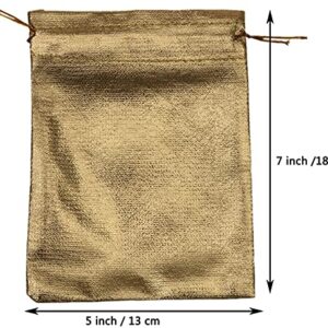 BEAVOING Pack of 50 5"x 7" Heavy Duty Gold Drawstring Organza Jewelry Pouches Wedding Party Christmas Favor Gift Candy Chocolate Bags (Gold, 5x7)