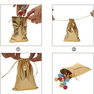 BEAVOING Pack of 50 5"x 7" Heavy Duty Gold Drawstring Organza Jewelry Pouches Wedding Party Christmas Favor Gift Candy Chocolate Bags (Gold, 5x7)