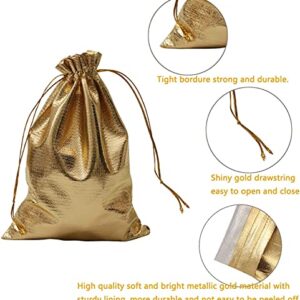 BEAVOING Pack of 50 5"x 7" Heavy Duty Gold Drawstring Organza Jewelry Pouches Wedding Party Christmas Favor Gift Candy Chocolate Bags (Gold, 5x7)