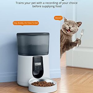 LLSS Automatic Cat Feeder, 4L Food Dispenser, Timed Feeder with Detachable Stainless Steel Bowl, Dry Dispenser for & Dog, Programmable Meal Portion, 1-4 Meals per Day, Auto Pet Black, White