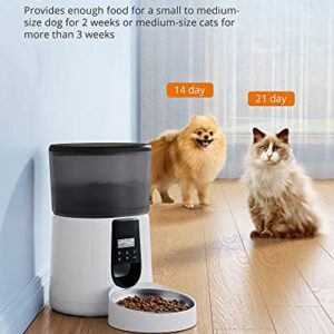 LLSS Automatic Cat Feeder, 4L Food Dispenser, Timed Feeder with Detachable Stainless Steel Bowl, Dry Dispenser for & Dog, Programmable Meal Portion, 1-4 Meals per Day, Auto Pet Black, White