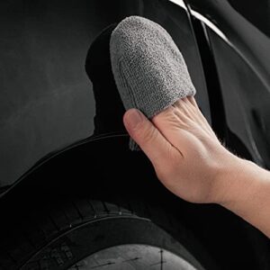 SGCB Microfiber Car Wax Applicator Mitt - Pro Scratch Free Auto Detailing Microfiber Wax Foam Applicator Pad With Finger Pocket High Dense Sponge Fingertips Glove, Durable Microfiber Foam Mitt (2 Pcs)