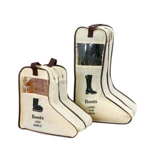 Corkwaw Portable 2 Pair Boot Storage Bags Dust Proof Shoe Bags,Zippered Tall Boots Organizer Protector Bag for Home and Travel Beige