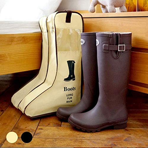 Corkwaw Portable 2 Pair Boot Storage Bags Dust Proof Shoe Bags,Zippered Tall Boots Organizer Protector Bag for Home and Travel Beige