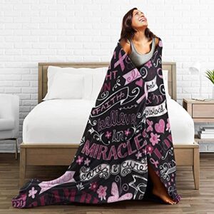 Blanket Breast Cancer Awareness Hopes Throw Blanket Ultra Soft Velvet Blanket Lightweight Bed Blanket Quilt Durable Home Decor Fleece Blanket Sofa Luxurious for Men Women Kids Blanket 50x60in