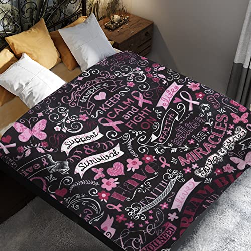 Blanket Breast Cancer Awareness Hopes Throw Blanket Ultra Soft Velvet Blanket Lightweight Bed Blanket Quilt Durable Home Decor Fleece Blanket Sofa Luxurious for Men Women Kids Blanket 50x60in