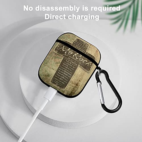 YouTary Christian Religious Bible Verse The Lord is My Rock Pattern Airpods 1 & 2 Case Cover, Apple AirPod Headphone Cover Unisex Personalized Shockproof Protective Wireless Charging Accessories with