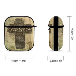 YouTary Christian Religious Bible Verse The Lord is My Rock Pattern Airpods 1 & 2 Case Cover, Apple AirPod Headphone Cover Unisex Personalized Shockproof Protective Wireless Charging Accessories with