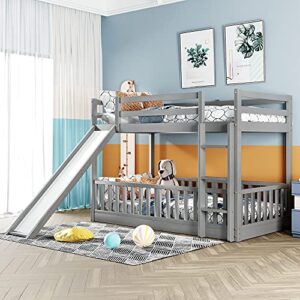 Merax Low Bunk Beds with Slide and Ladder