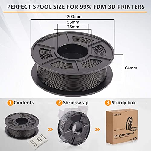 SUNLU ABS 3D Printer Filament, 1.75 ABS Filament Dimensional Accuracy +/- 0.02 mm, 1 kg Spool (Black+White)