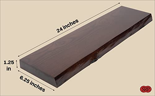 Handcrafted Live Edge Floating Shelves - 100% Solid Hardwood Ash - Natural Wood Grain with Smooth Finish - Set of 2 Mid Century Modern Wood Shelves for Living Room, Bedroom, Kitchen, Bathroom, Office