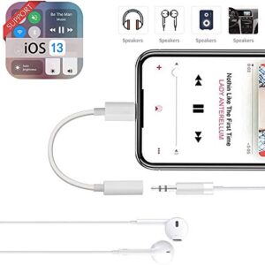 2 Pack Lightning to 3.5 mm Headphone Jack Adapter, [Apple MFi Certified] iPhone 3.5mm Jack Aux Dongle Cable Earphones Headphones Converter Compatible with iPhone 13/iPhone 12/ 12 Pro/11/XR/XS/8/7/iPad