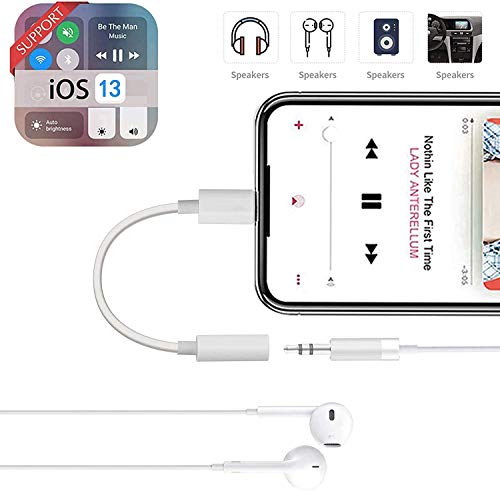 2 Pack Lightning to 3.5 mm Headphone Jack Adapter, [Apple MFi Certified] iPhone 3.5mm Jack Aux Dongle Cable Earphones Headphones Converter Compatible with iPhone 13/iPhone 12/ 12 Pro/11/XR/XS/8/7/iPad