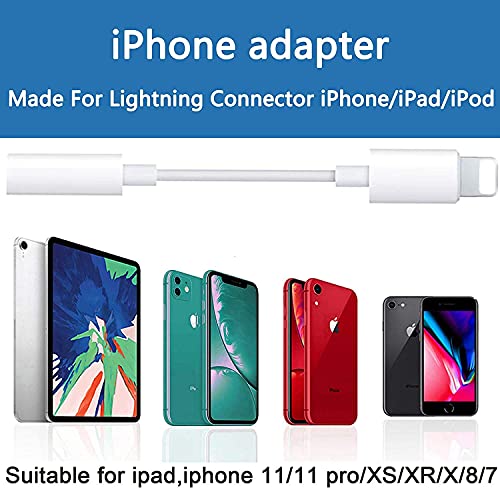 2 Pack Lightning to 3.5 mm Headphone Jack Adapter, [Apple MFi Certified] iPhone 3.5mm Jack Aux Dongle Cable Earphones Headphones Converter Compatible with iPhone 13/iPhone 12/ 12 Pro/11/XR/XS/8/7/iPad