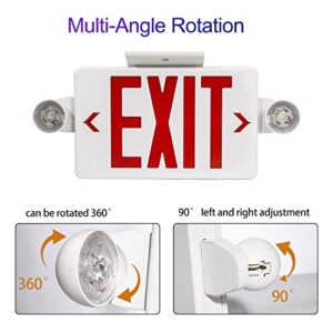 CM MZY LED Exit Sign with Emergency Lights,Exit Sign Lights with Battery Backup, Red Letter Emergency Exit Sign Lights with Two Adjustable Heads,AC 120-277V, UL Certified,1PCS