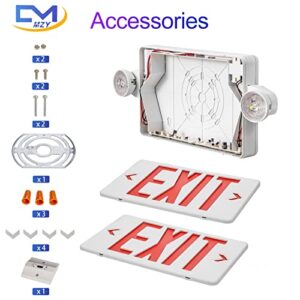 CM MZY LED Exit Sign with Emergency Lights,Exit Sign Lights with Battery Backup, Red Letter Emergency Exit Sign Lights with Two Adjustable Heads,AC 120-277V, UL Certified,1PCS