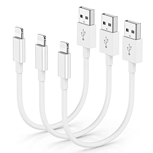 3 Pack Apple MFi Certified iPhone Charger Cable, Apple Lightning to USB Cable Cord, 2.4A Fast Charging Apple Phone Long Chargers for iPhone 12/11/11Pro/11Max/ X/XS/XR/XS Max/8/7/6/5S/SE (1ft, White)