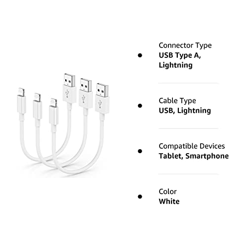 3 Pack Apple MFi Certified iPhone Charger Cable, Apple Lightning to USB Cable Cord, 2.4A Fast Charging Apple Phone Long Chargers for iPhone 12/11/11Pro/11Max/ X/XS/XR/XS Max/8/7/6/5S/SE (1ft, White)