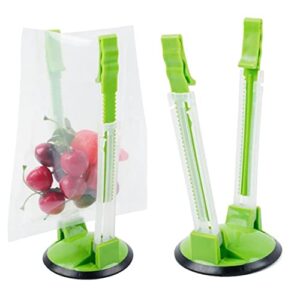 2pack baggy rack stand holder for food prep bag plastic kitchen shelves food storage bag holder freezer bag holder hands-free opener anti-slip holder baggy rack clip for meal prep pour leftovers