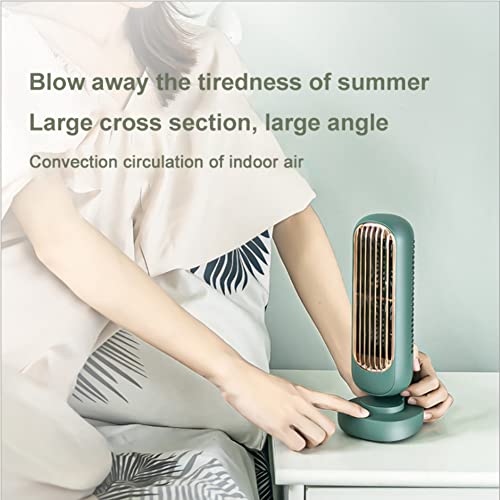 Small Tower Fan with 3 Speeds Desk Fan Vertical Portable Charging USB Fan Double-leaf Standing Fans for Home Bedroom Desktop