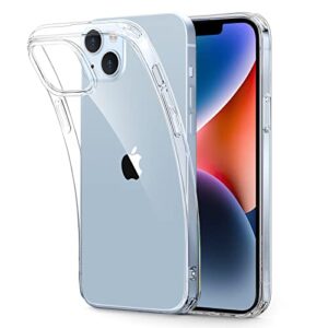 esr clear case compatible with iphone 14 case and iphone 13 case, shockproof thin silicone cover, yellowing-resistant slim transparent tpu phone case, project zero series, clear