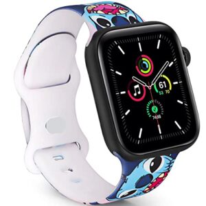 OCTT Compatible with Apple Watch Bands 38mm 40mm 41mm 42mm 44mm 45mm 49mm, Silicone Cartoon Design Pattern Printed Sport Wristbands for iWatch Series SE 8 7 6 5 4 3 2 1