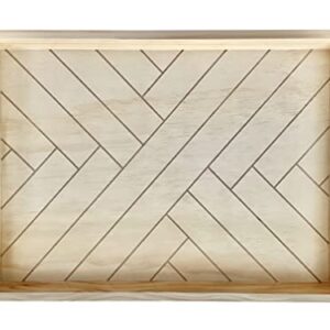 Seasoned Living Rustic Wooden Serving Tray Large 20”x14.4” Water-Resistant Wood Tray for Ottoman, Coffee Table, Breakfast in Bed, Table Centerpiece Home Decor (Natural Pine)