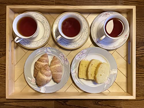 Seasoned Living Rustic Wooden Serving Tray Large 20”x14.4” Water-Resistant Wood Tray for Ottoman, Coffee Table, Breakfast in Bed, Table Centerpiece Home Decor (Natural Pine)