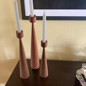 Wooden Set of 3 Candlesticks - Handmade Natural Wood Candlestick Holder - for Wedding/Party/Spa/Meditation/Dining/Coffee Table/Home Decor- 9.3" 11" 12.8" H