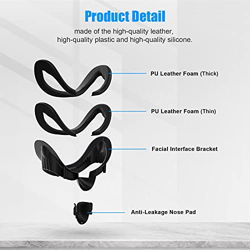 AMVR Magnetic Buckle Facial Interface Bracket & PU Leather Foam Face Cover Replacement for HP Reverb G2, with Anti-Leakage Nose Pad Accessories