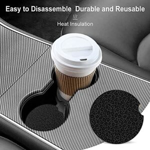 Ceramic Cup Holders Car Coasters for Women/Men,Fashion Absorbent Drink Cup Car Holder Coasters with A Finger Notch 2.56" Pack of 2,Grey and Black Leopard Print