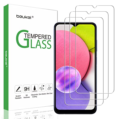 beukei (3 Pack) Compatible for Samsung Galaxy A03s Screen Protector Tempered Glass, Touch Sensitive,Case Friendly, 9H Hardness，for Galaxy A03 Core/Galaxy A03s Screen Protector