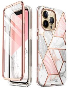 i-blason cosmo series case for iphone 13 pro 6.1 inch (2021 release), slim full-body stylish protective case with built-in screen protector (marble)