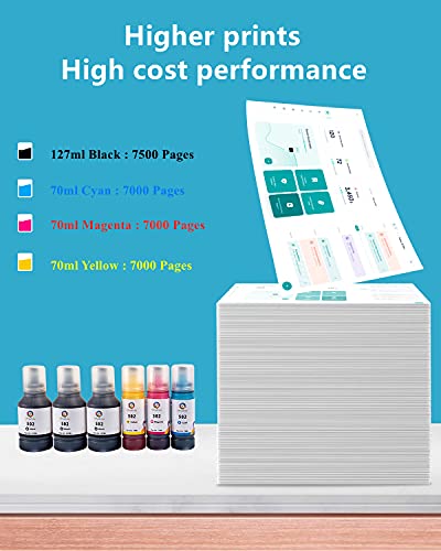 OfficeKolor 6 Pack Ink Refill Bottles Replacement 502 T502 Compatible for Ecotank ET-2750 ET-4700 ET-3750 ET-4750 ET-3760 ET-4760 ET-2700 ET-3700 ET-15000 ST-2000 ST-3000 ST-4000 Inkjet Printers