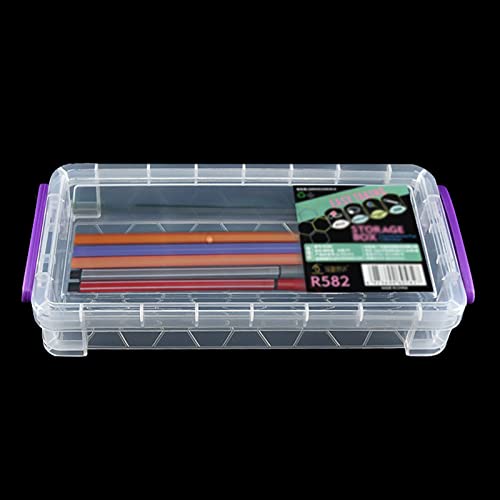 Odowalker 6 Pack Large Capacity Pencil Box with Buckles Office Supplies Storage Organizer Box Stackable Clear Pen Container Brush Painting Pencils Storage Box Drawing Tools for Kids