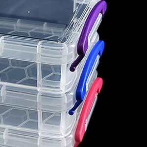 Odowalker 6 Pack Large Capacity Pencil Box with Buckles Office Supplies Storage Organizer Box Stackable Clear Pen Container Brush Painting Pencils Storage Box Drawing Tools for Kids