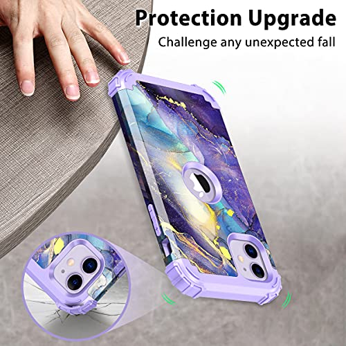 Rancase for iPhone 11 Case,Three Layer Heavy Duty Shockproof Protection Hard Plastic Bumper +Soft Silicone Rubber Protective Case for Apple iPhone 11 6.1 inch,Purple