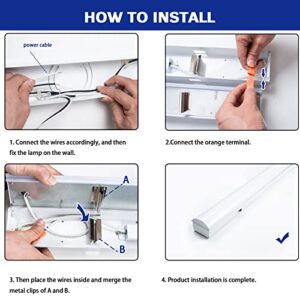 ANTLUX 110W LED Shop Light 8FT Linear Strip Lights Linkable, 12000 Lumens, 5000K, 8 Foot Garage Lights, Surface Mount and Hanging Ceiling Lighting Fixture, 2 Pack