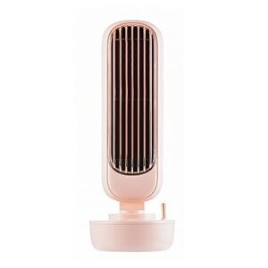 stoyrb portable oscillating tower fan mini desk fan - 3 wind speed, timing spray, usb rechargeable, quiet cooling, personal small bladeless fan for home office, pink, 29.3cm11.5in